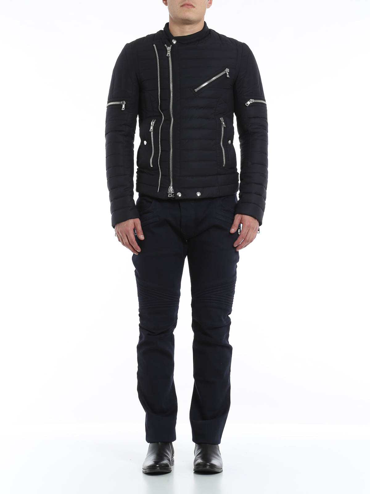 Balmain Double zip down jacket - Blue - Men | W5HT843B923BLACK176