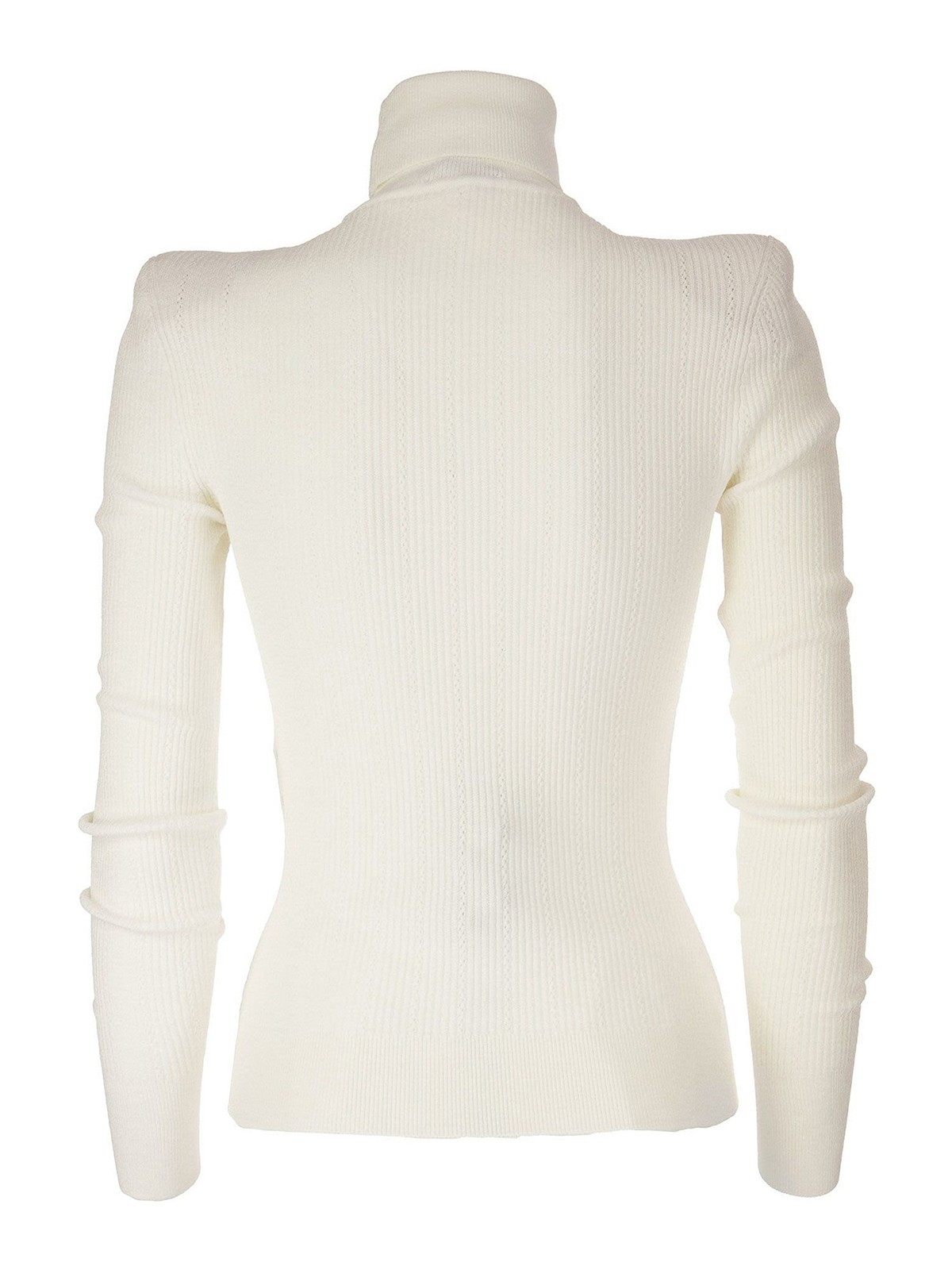 Turtlenecks & Polo necks Balmain - White ribbed viscose blend ...