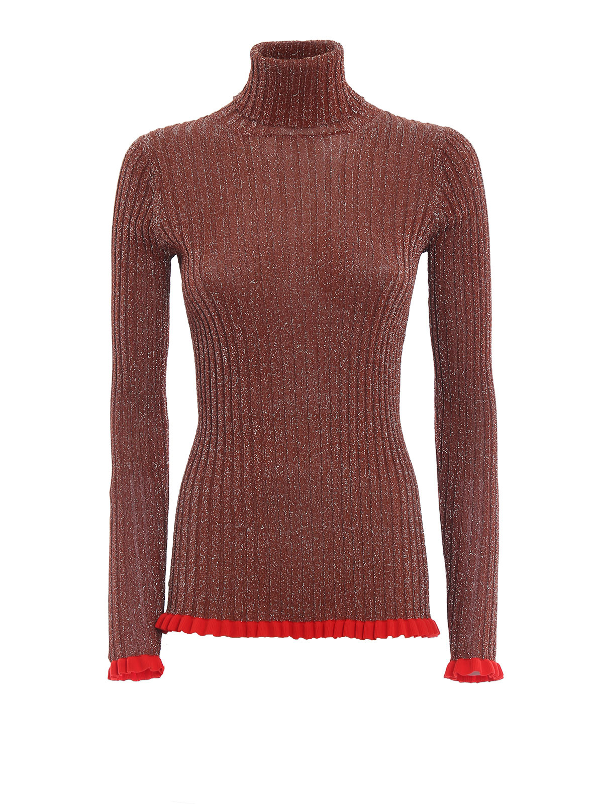 Chloe' All-over lurex inserts ribbed slim turtleneck | CHC18AMP57630237