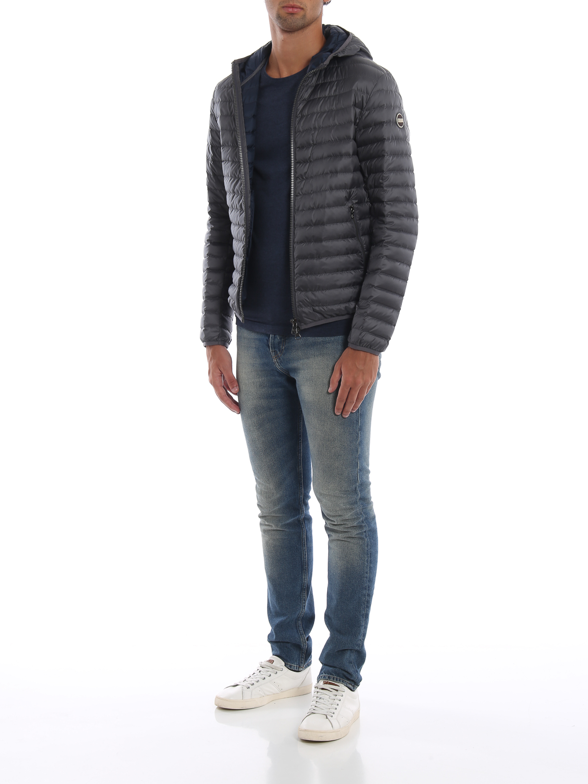 Padded jackets Colmar Originals - Hooded steel grey puffer jacket ...