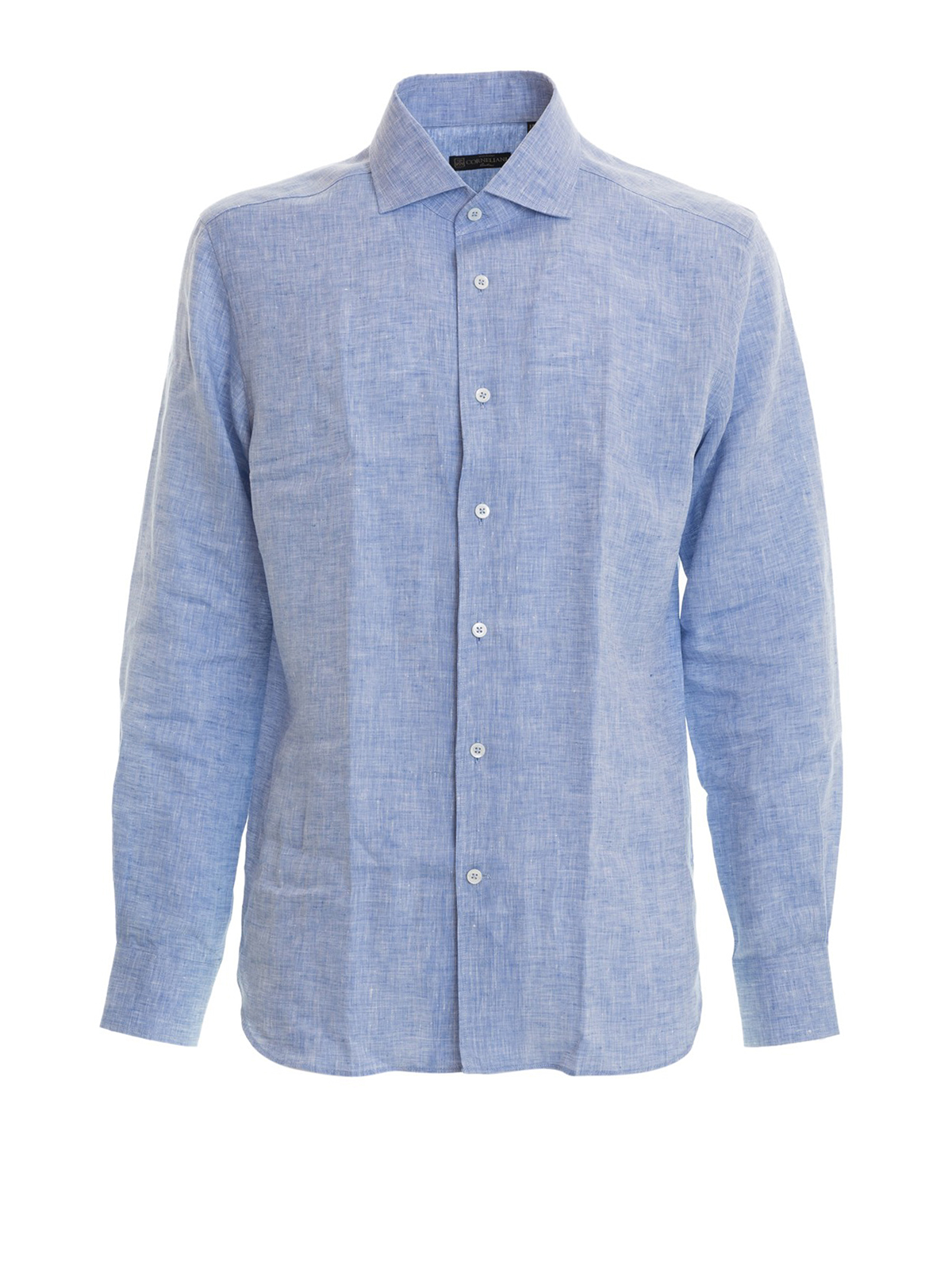 Corneliani Light blue linen shirt - Light Blue - Men|811109107
