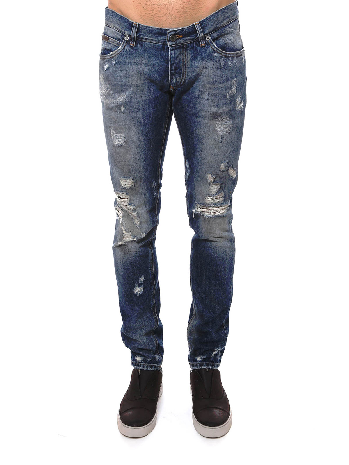 Straight leg jeans Dolce & Gabbana - Ripped faded denim jeans ...