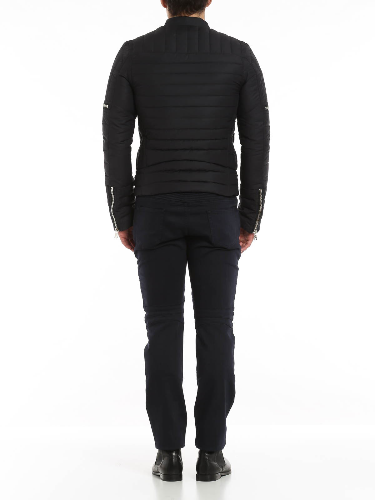 Balmain Double zip down jacket - Blue - Men | W5HT843B923BLACK176