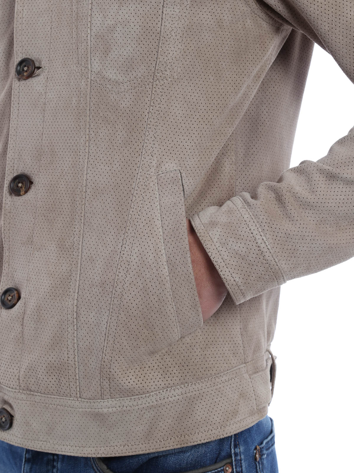 Eleventy Perforated suede jacket - Beige | 979PL0046PEL2100702