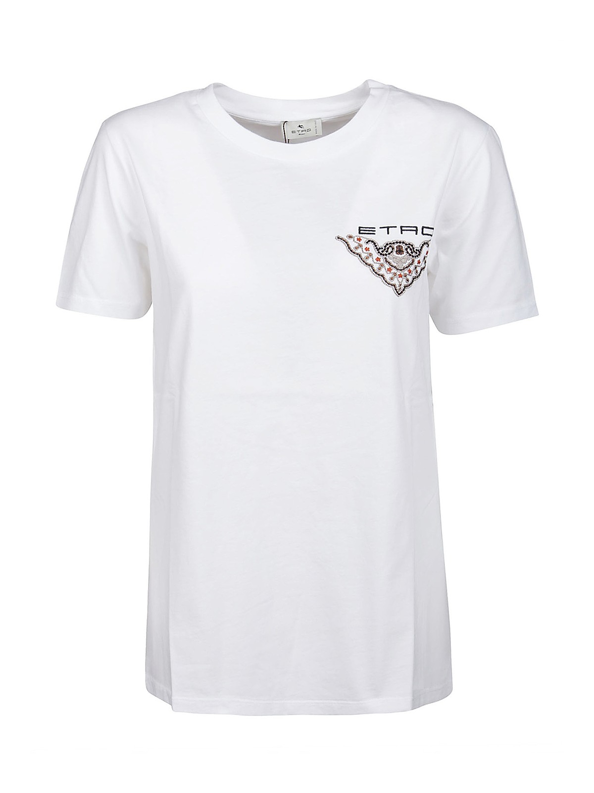 Etro Logo embroidery jersey T-shirt - White - Women | 1451679560990