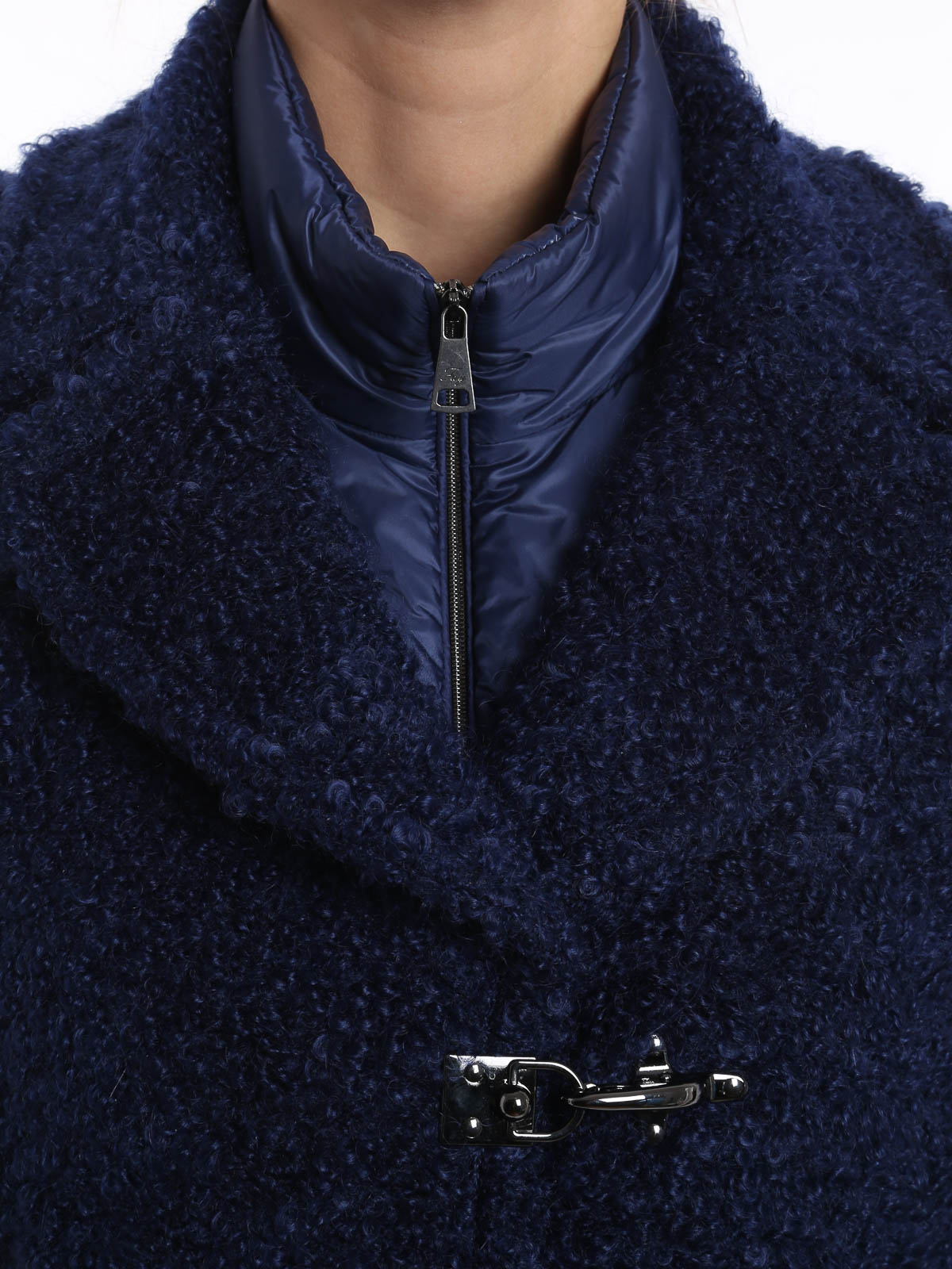 Fay Wool blend bouclé coat - Blue - Women | NAW5931375SJWBU607