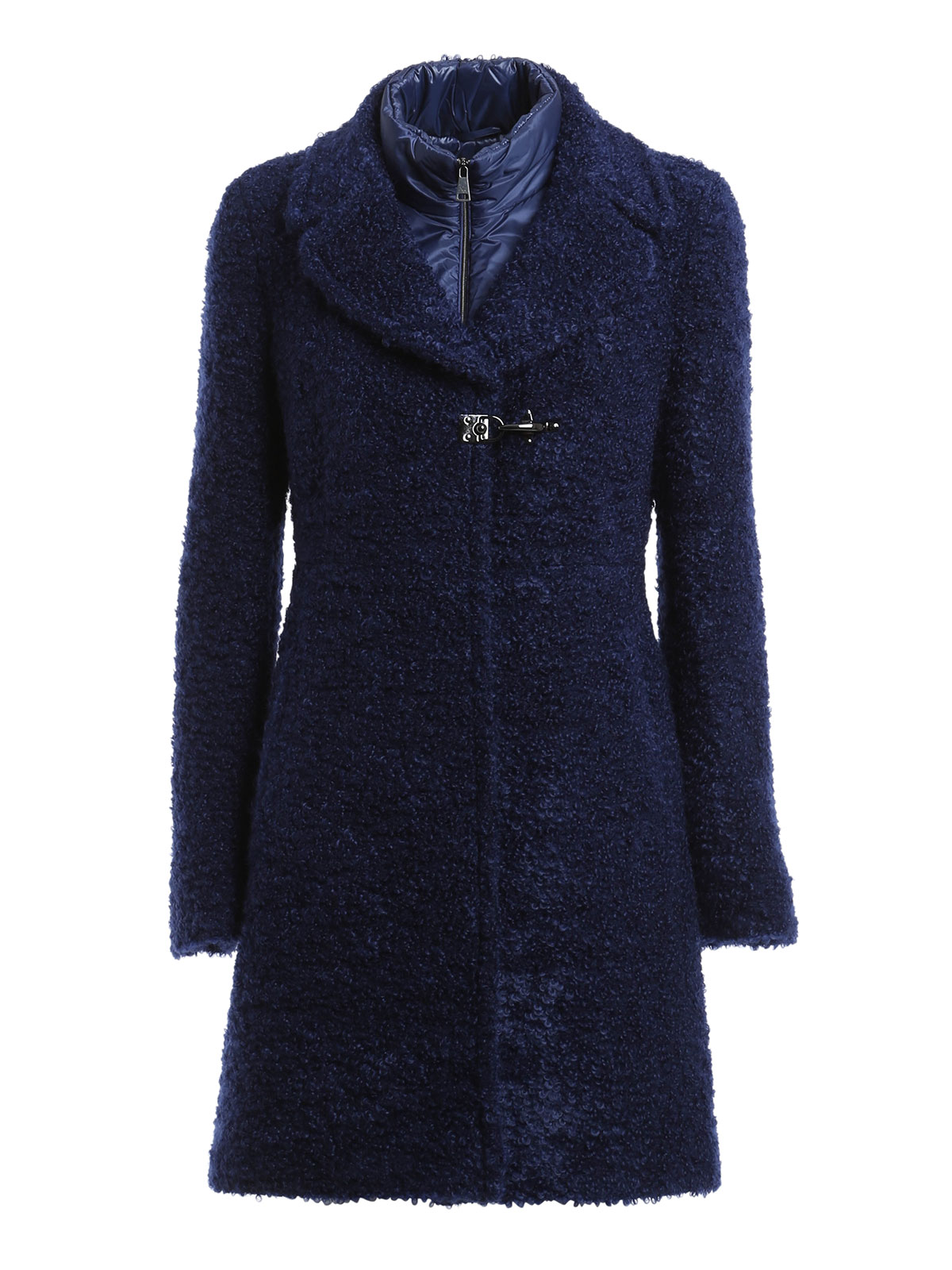 Fay Wool blend bouclé coat - Blue - Women | NAW5931375SJWBU607
