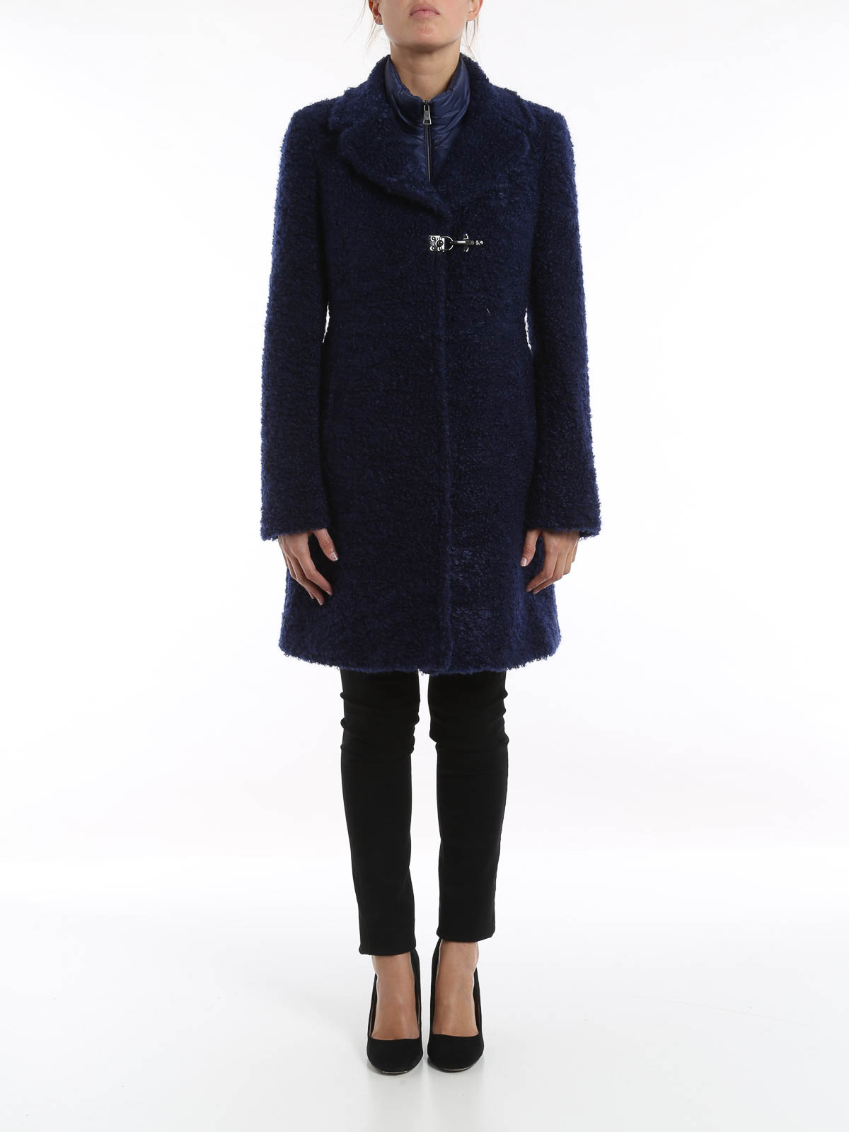 Fay Wool blend bouclé coat - Blue - Women | NAW5931375SJWBU607