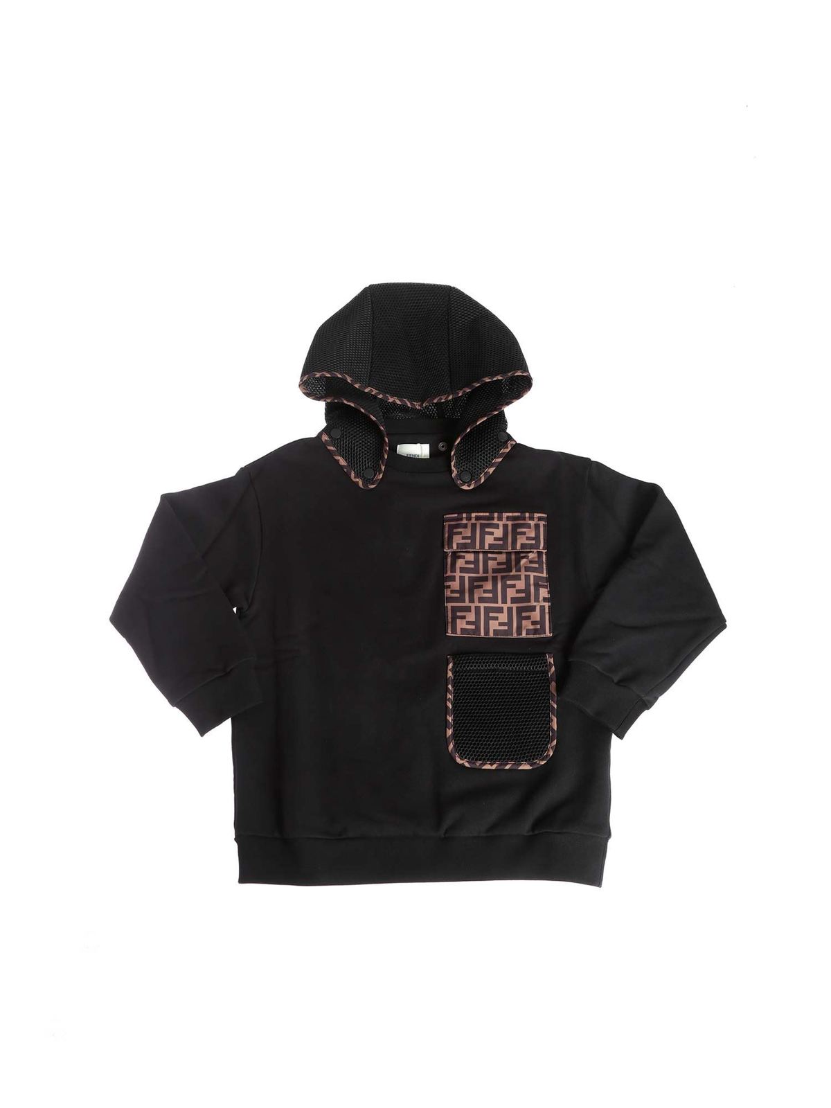 Fendi Jr Black sweatshirt with removable hood | JMH1275V0F0QA1