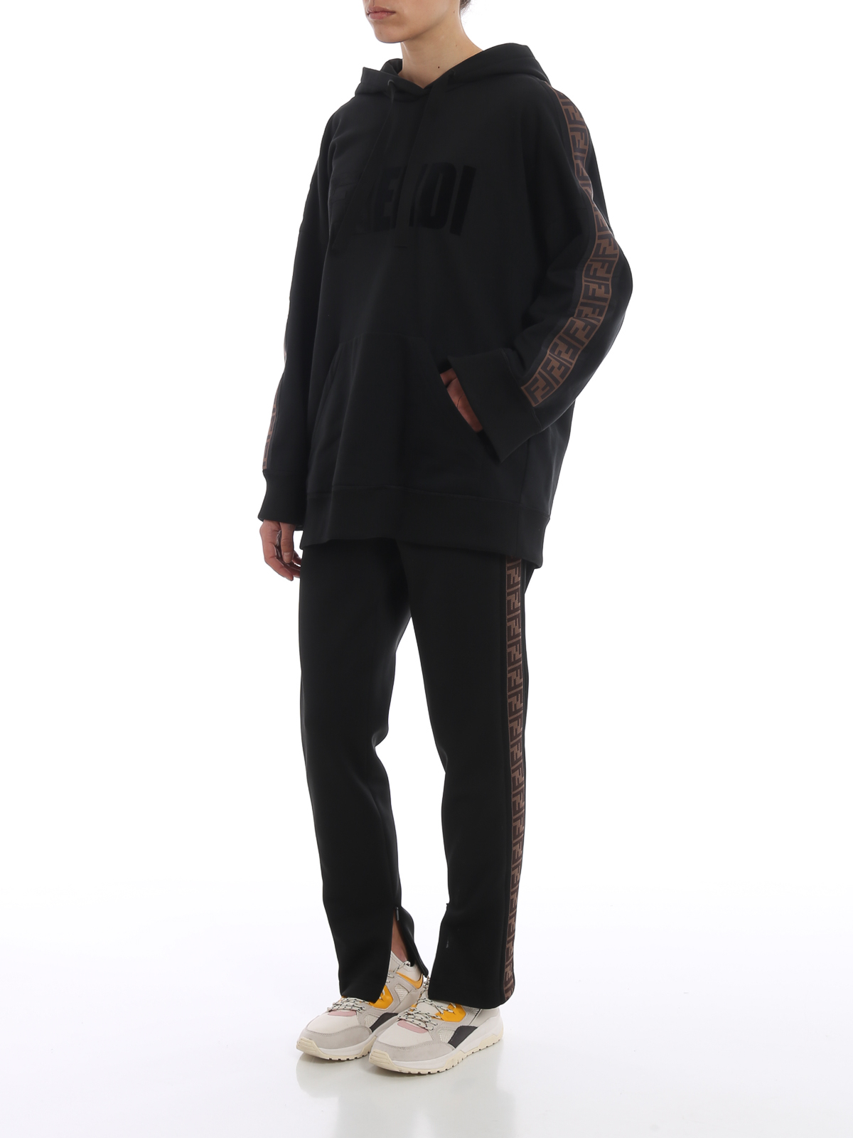 Fendi FF bands oversized hoodie - Black - Women Fendi FF bands oversized hoodie - Black - Women