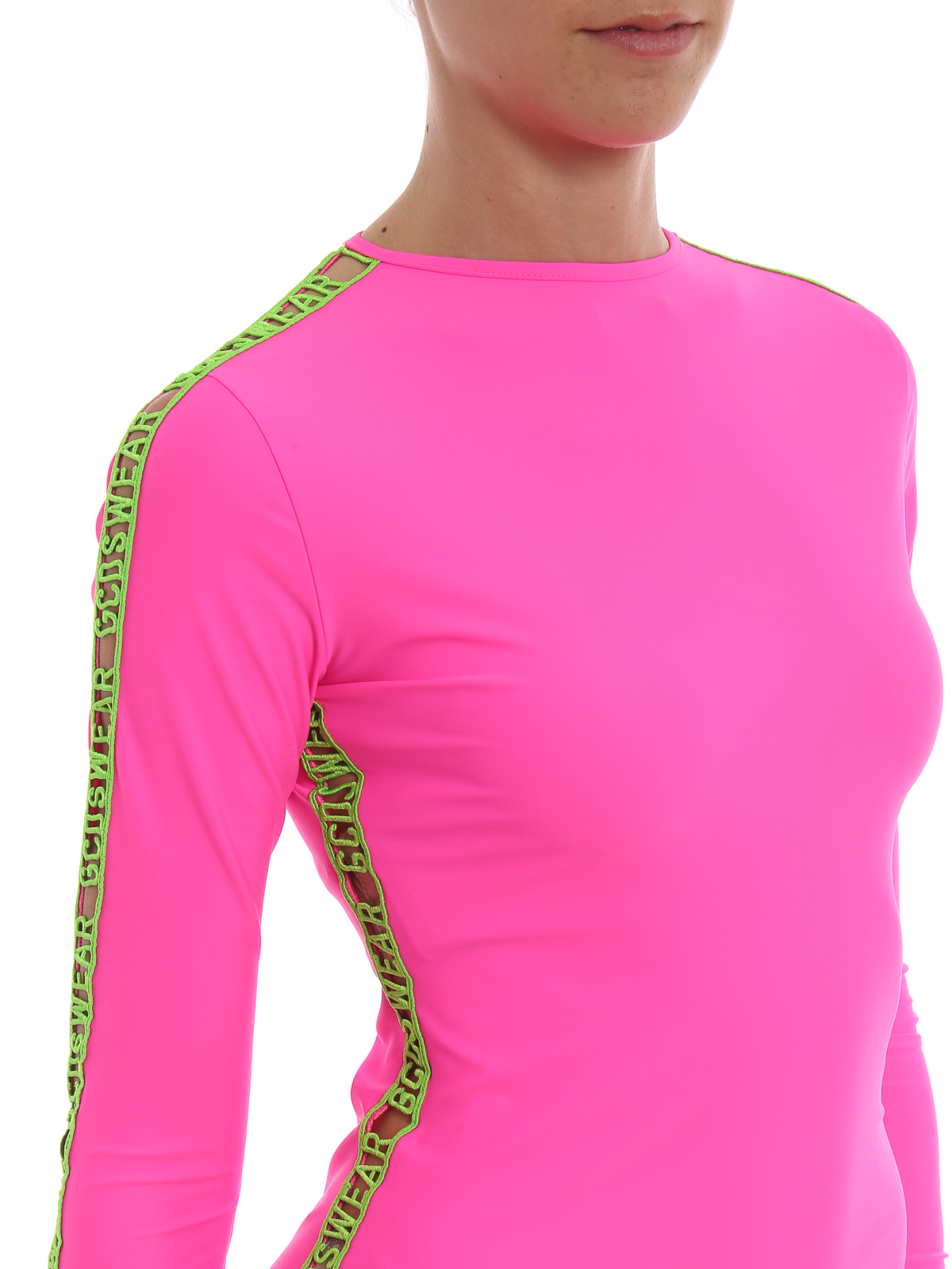 Gcds Fluo mini dress with cut out logo bands | SS19W02006006