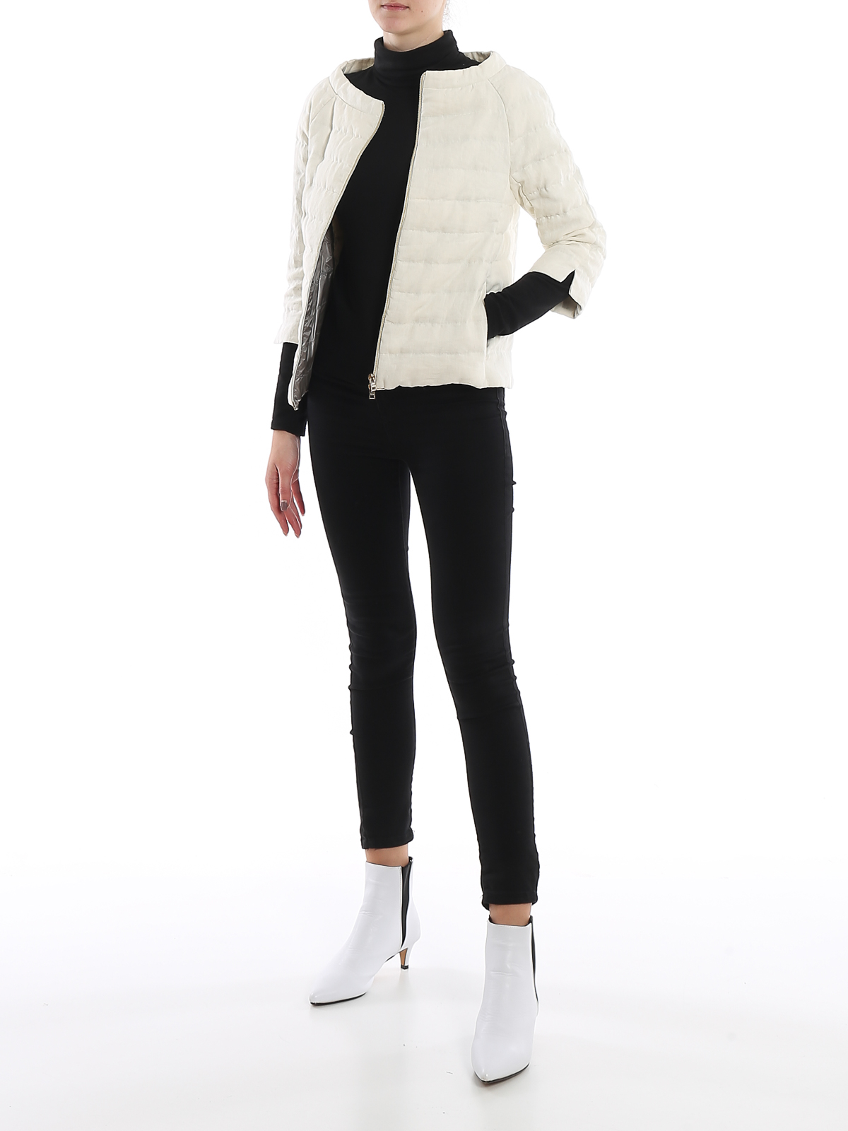 Herno Lightweight linen puffer jacket - White | PI1087D171051000