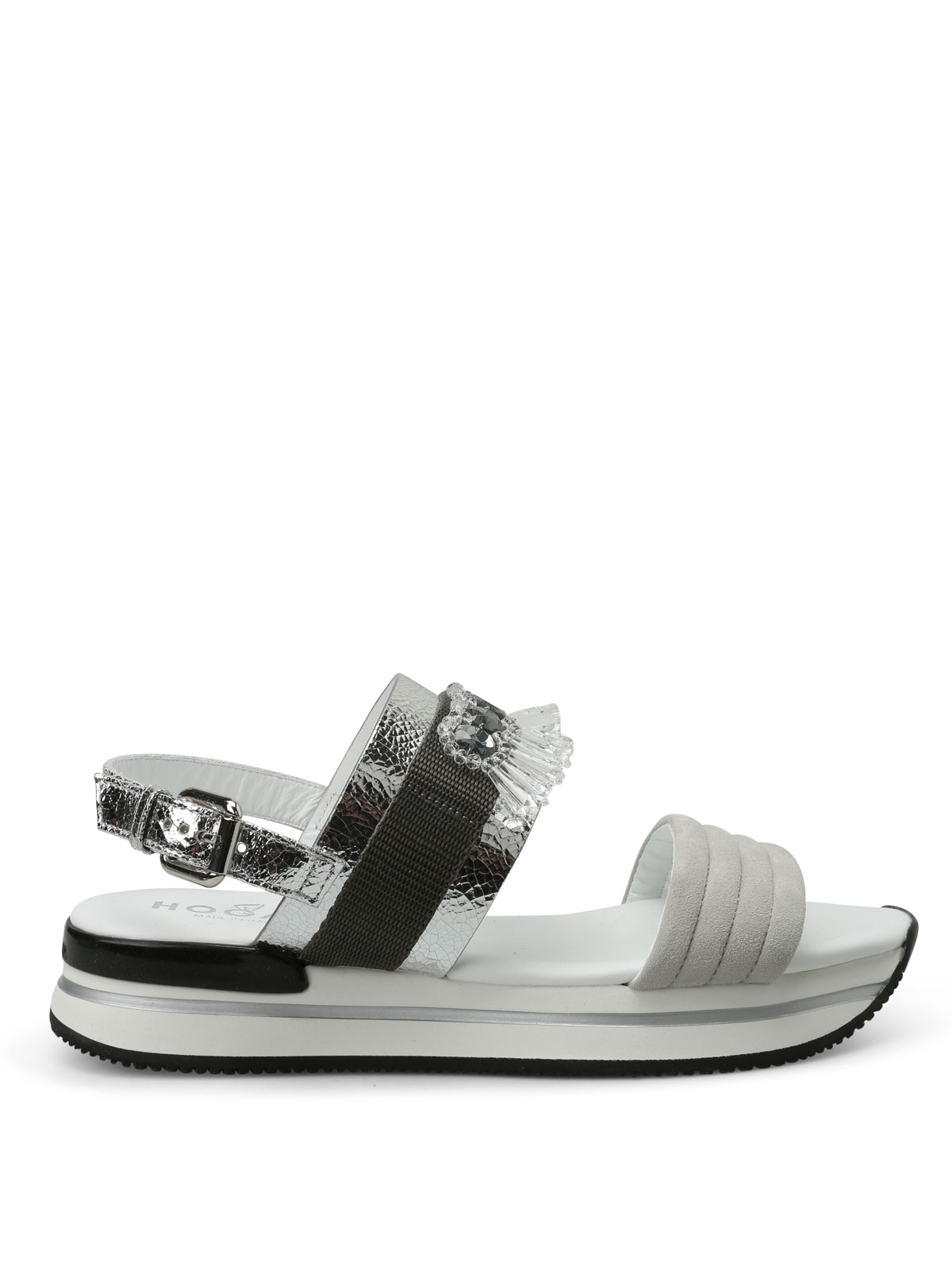 Hogan H257 jewel sandals - Silver - Women | HXW2570X760G67109A
