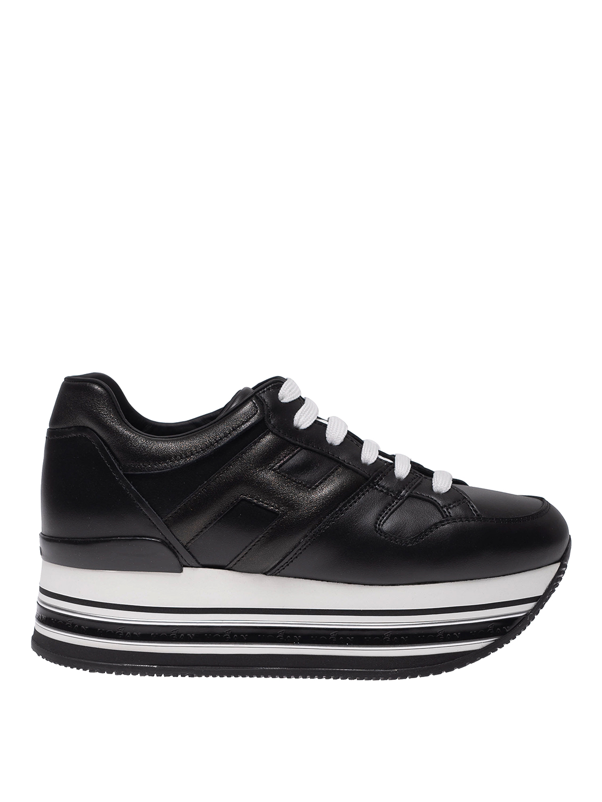 Hogan Maxi H222 black leather sneakers - Black | HXW5030T548N7XB999