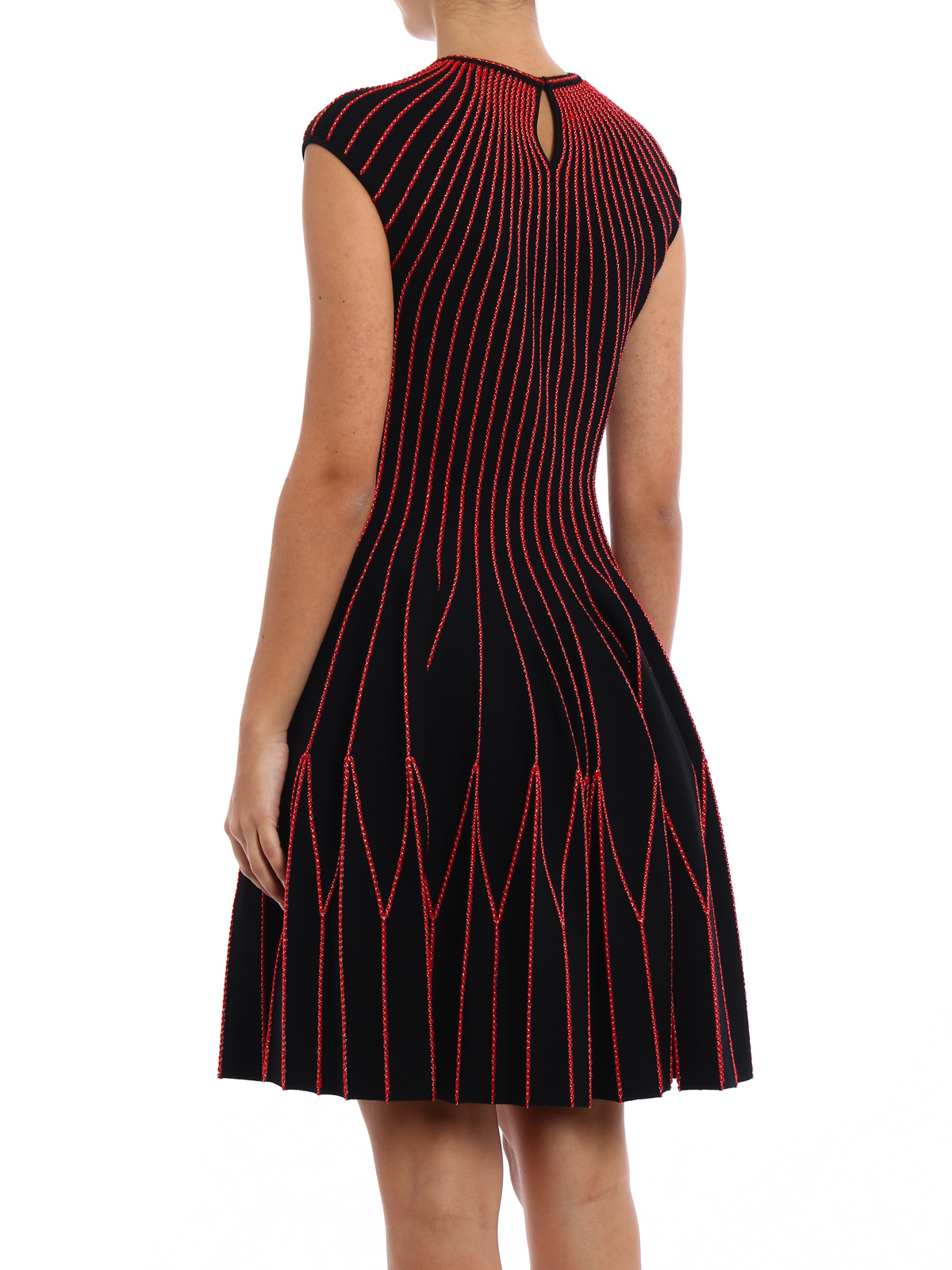 Alexander Mcqueen Red piping short sleeves dress | 493380Q1WHG1056
