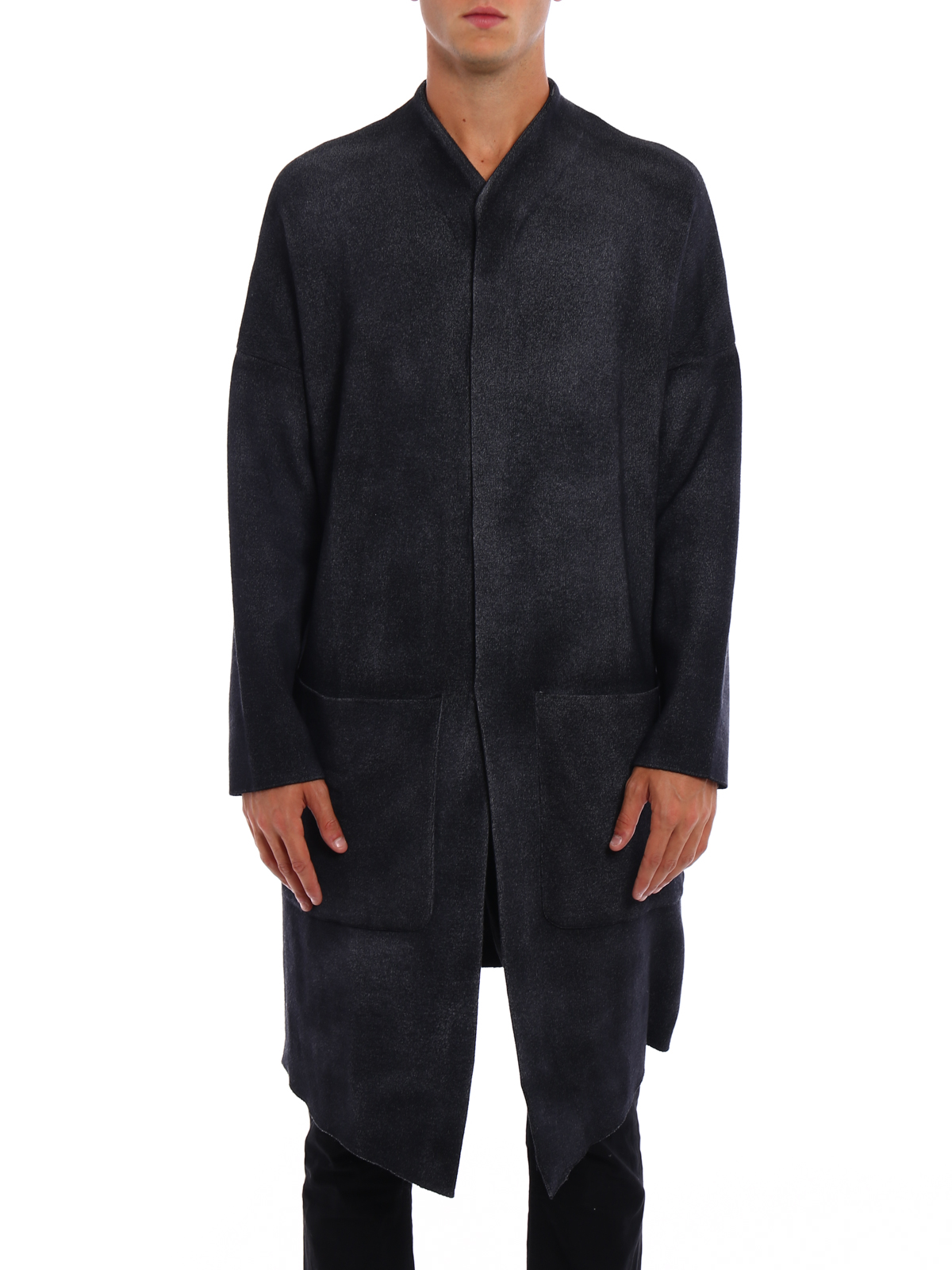 Avant Toi Knielanger Mantel - Schwarz - Herren | 216U7515MESVV00023