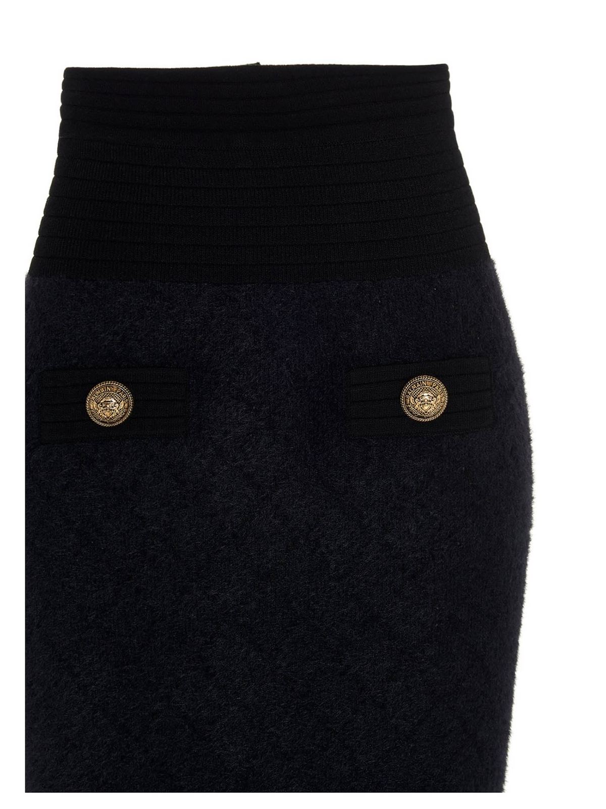 Knee length skirts & Midi Balmain - Drilled effect viscose skirt ...