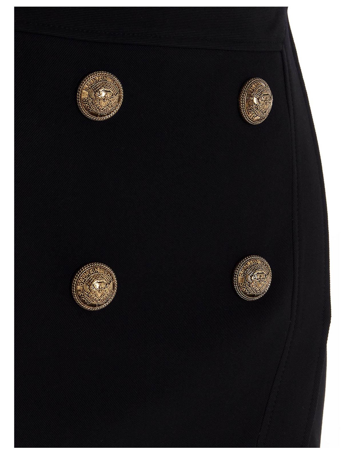 Balmain Golden buttons midi skirt in black - Black | UF14475V0930PA