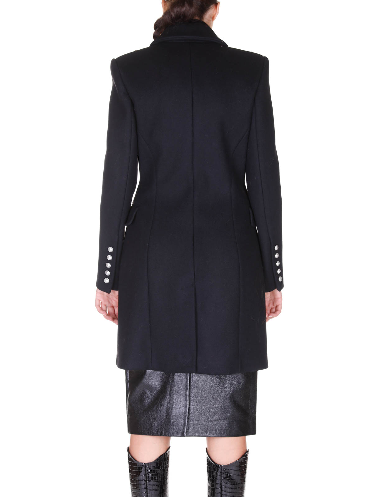 Balmain Wool cloth double breasted coat - Black | SF28582W052
