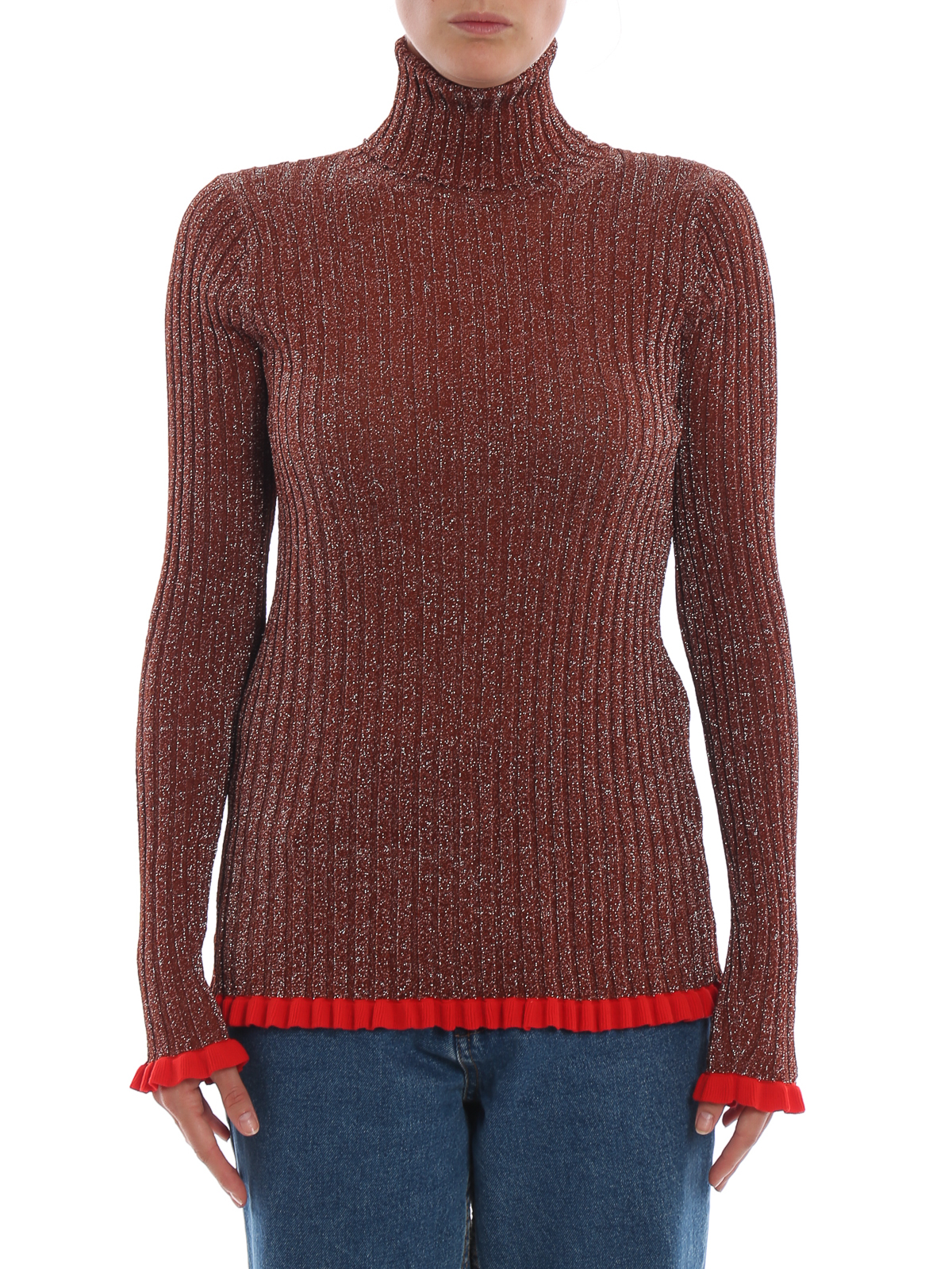 Turtlenecks & Polo necks Chloe' - All-over lurex inserts ribbed slim ...