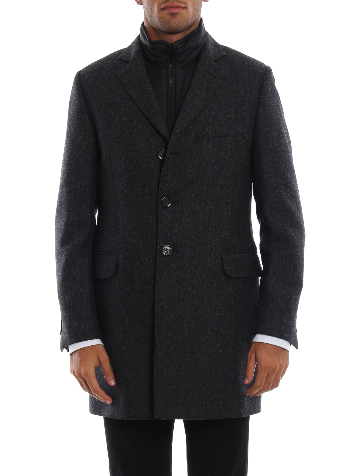 Fay Herringbone wool blend double front coat | NAM53371390ONCB800