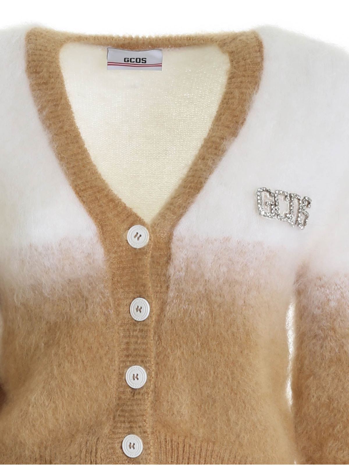 Cardigans Gcds - Cropped logo cardigan in beige - FW21W02004713