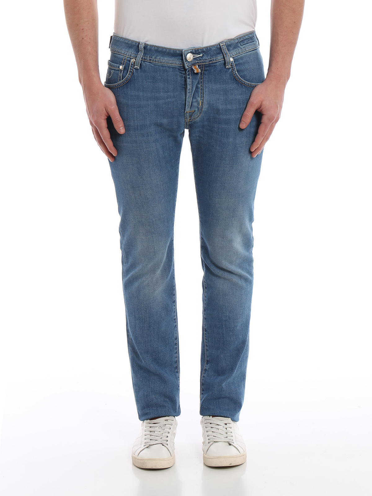 Straight leg jeans Jacob Cohen - 622 light natural indigo garment dyed jeans ...