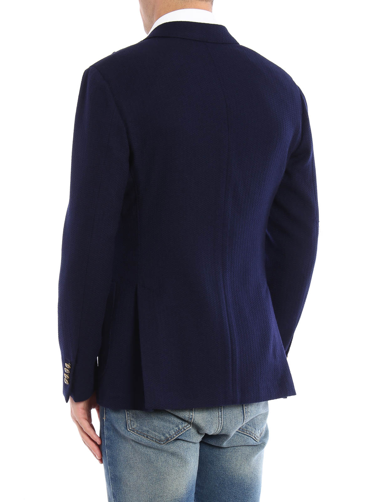 Lardini Wool double-breasted unlined blazer - Azul | IC660AEM475881