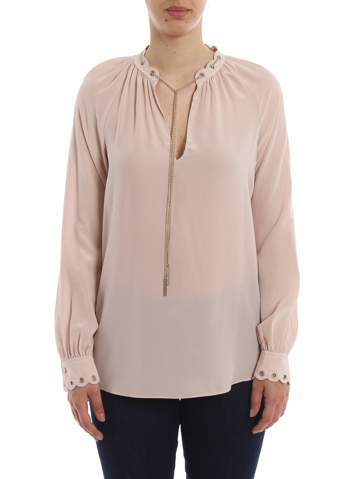 Blouses Michael Kors - Silk blouse with light gold chain and eyelets ...