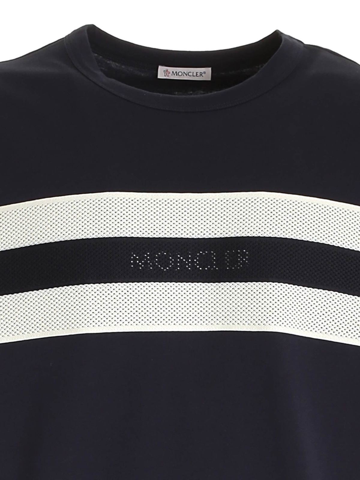 Moncler Logo detail T-shirt in blue - Blue - Men | 8C7B5108390T778