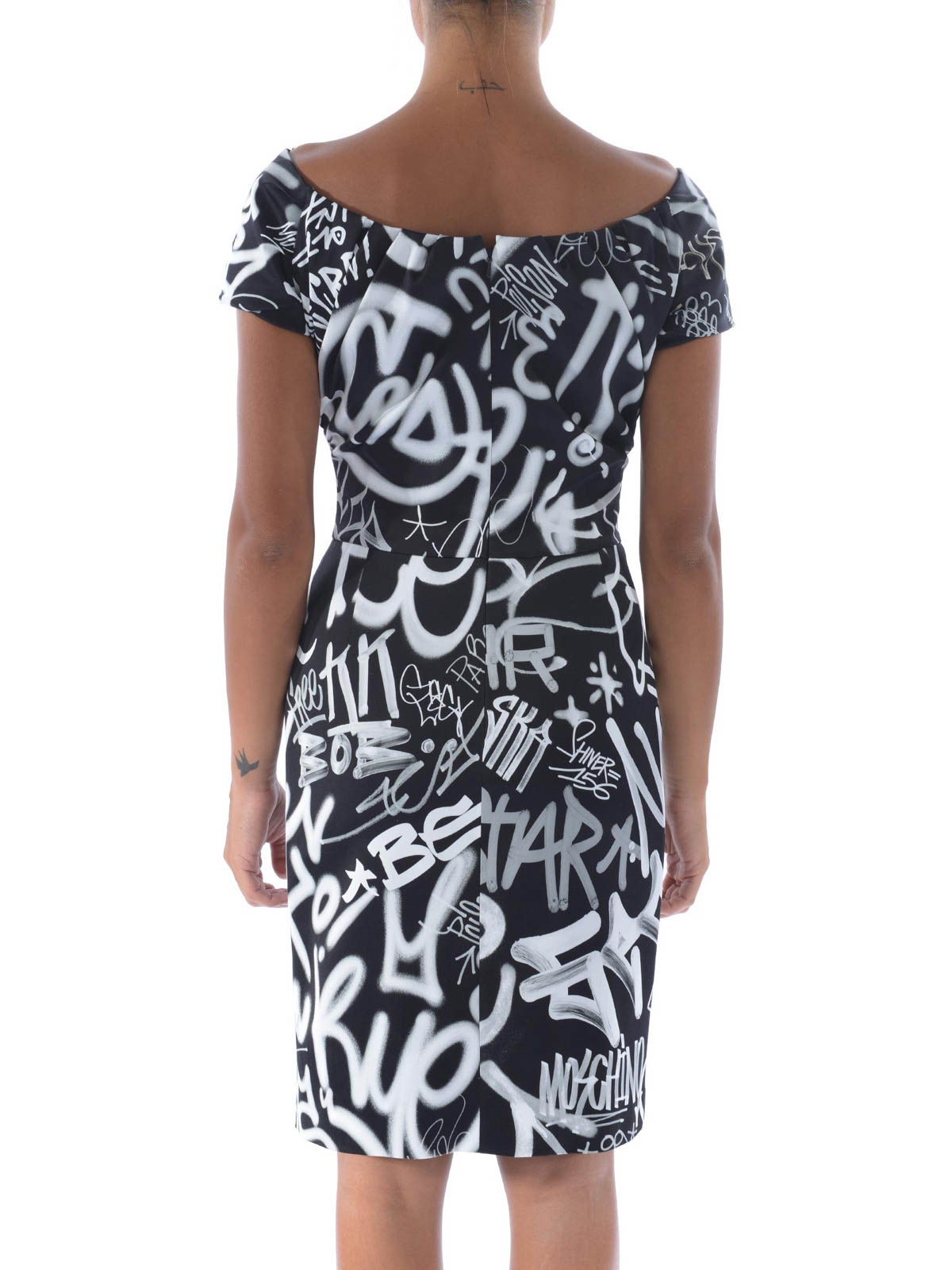 Moschino GRAFFITI PRINT SHEATH DRESS - Black | 04495462A1555