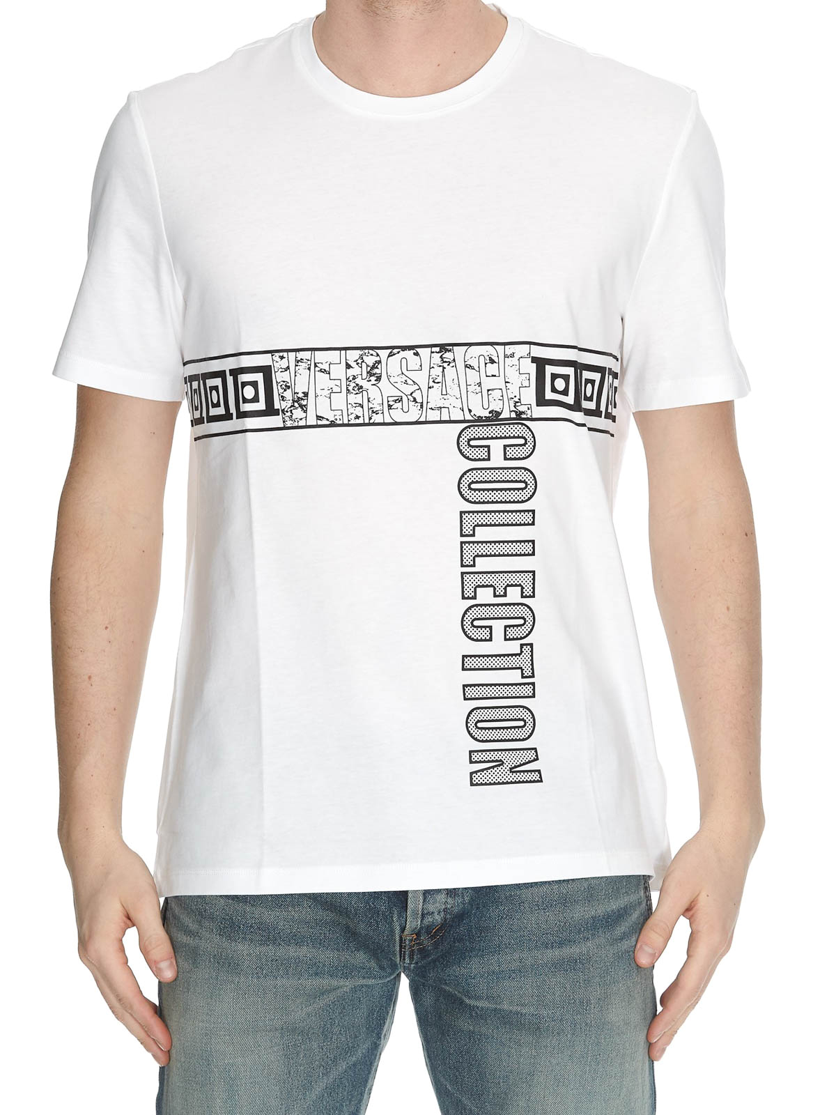 T-shirts Versace Collection - Logo cotton T-shirt - V800683RVJ00576V7001