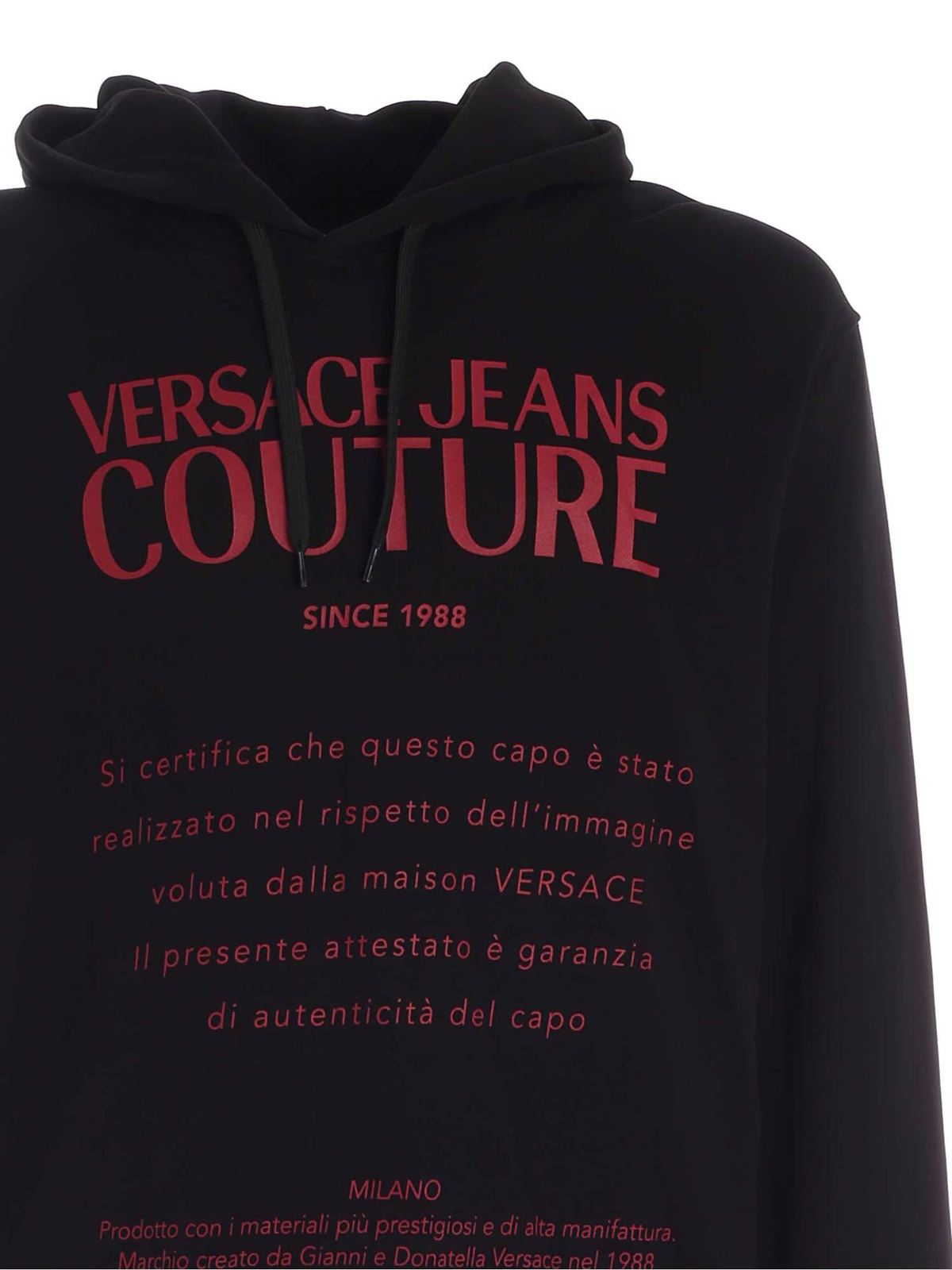 Versace Jeans Couture Logo label print sweatshirt in black ...