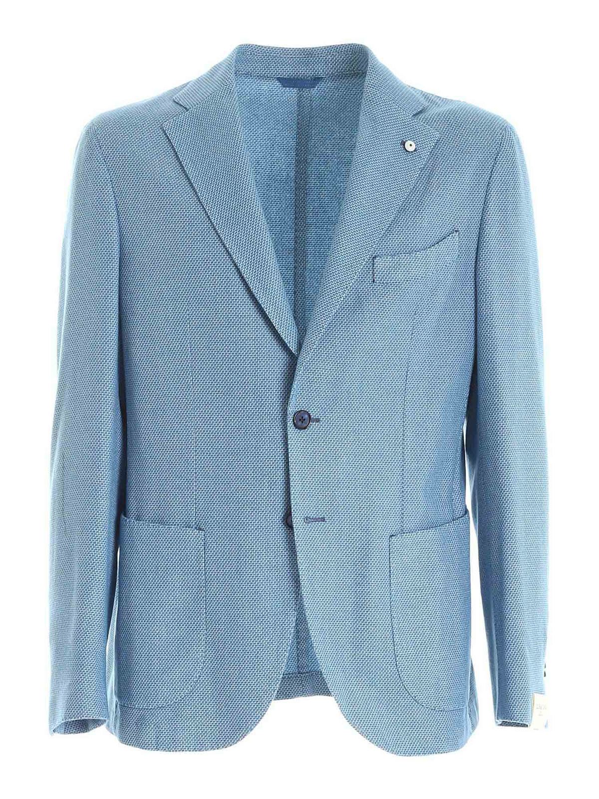 L.B.M 1911 Single-breasted jacket in light blue - Men|2888051922