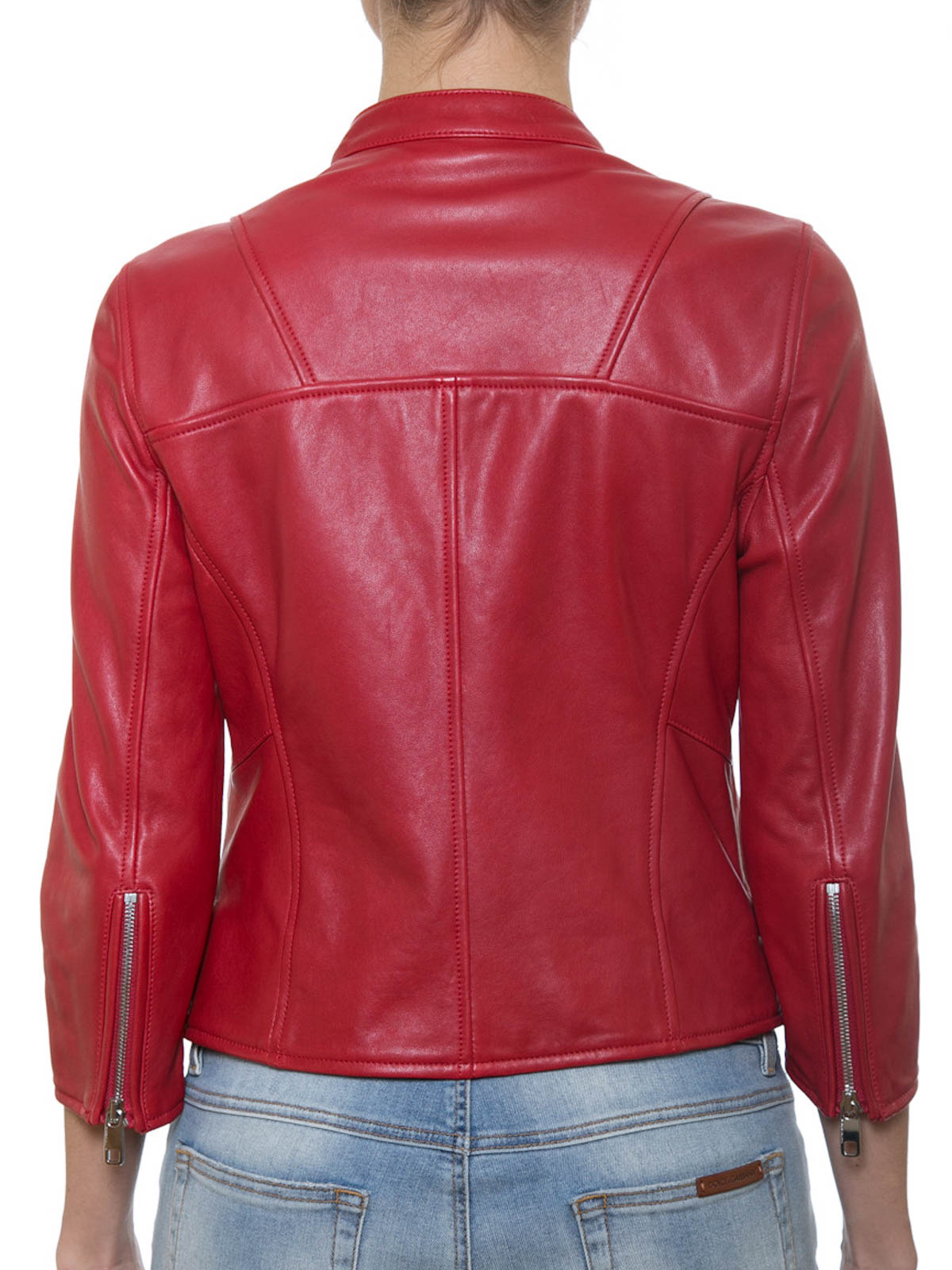 Dolce & Gabbana Lederjacke Fur Damen - Rot - Rot | F9782LFUL34R0367