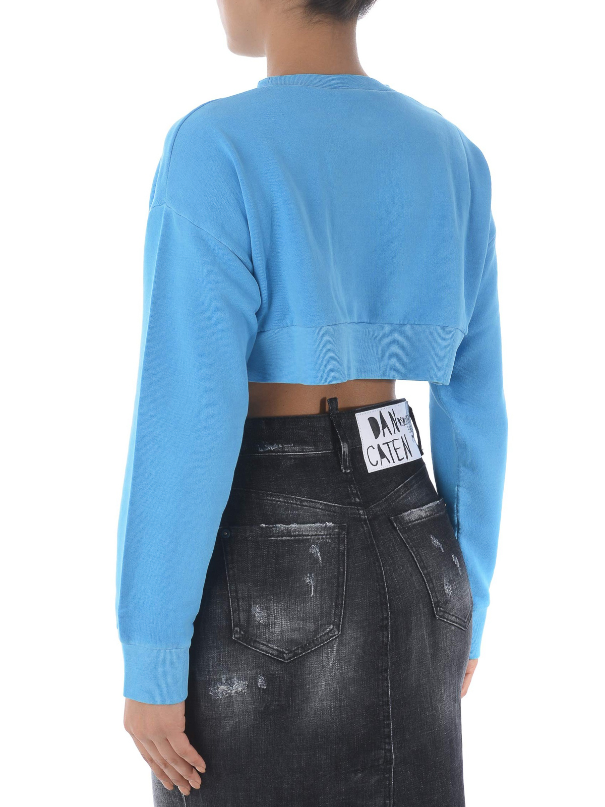 Sweatshirts & Sweaters Dsquared2 - Light blue cropped sweatshirt ...