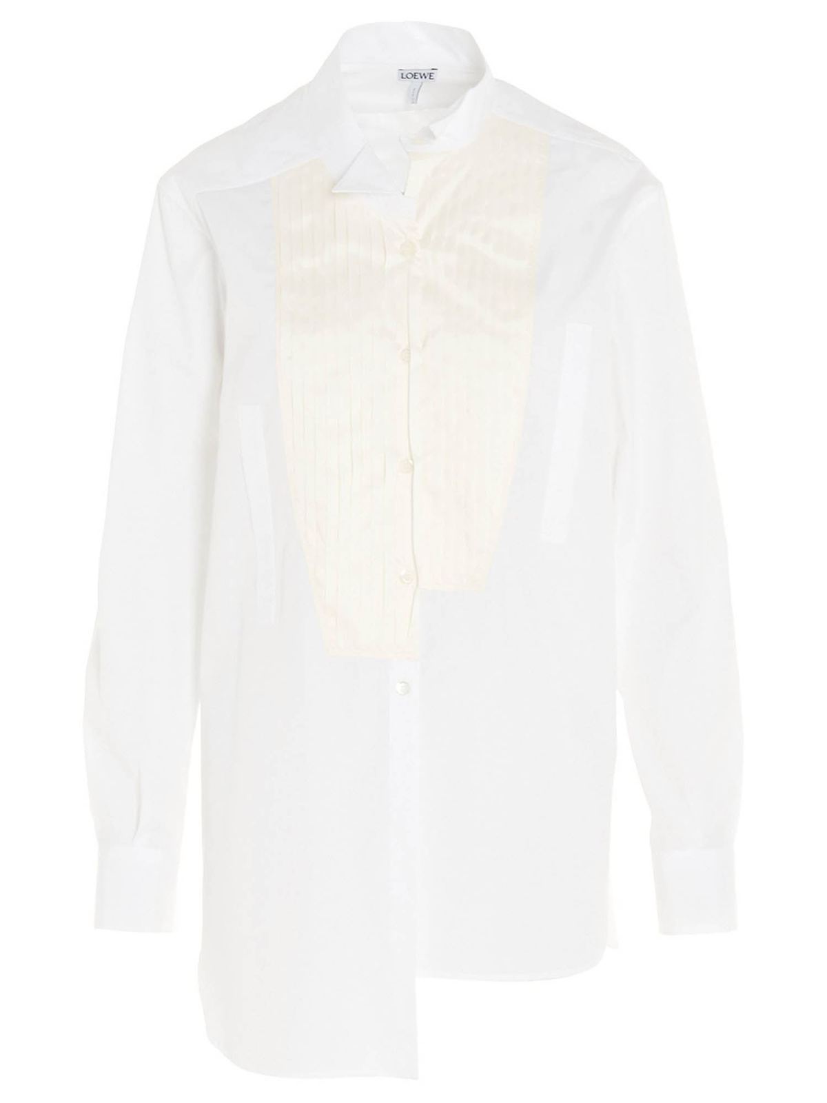 Loewe Pleated plastron shirt in white - White | S359337XBR2100