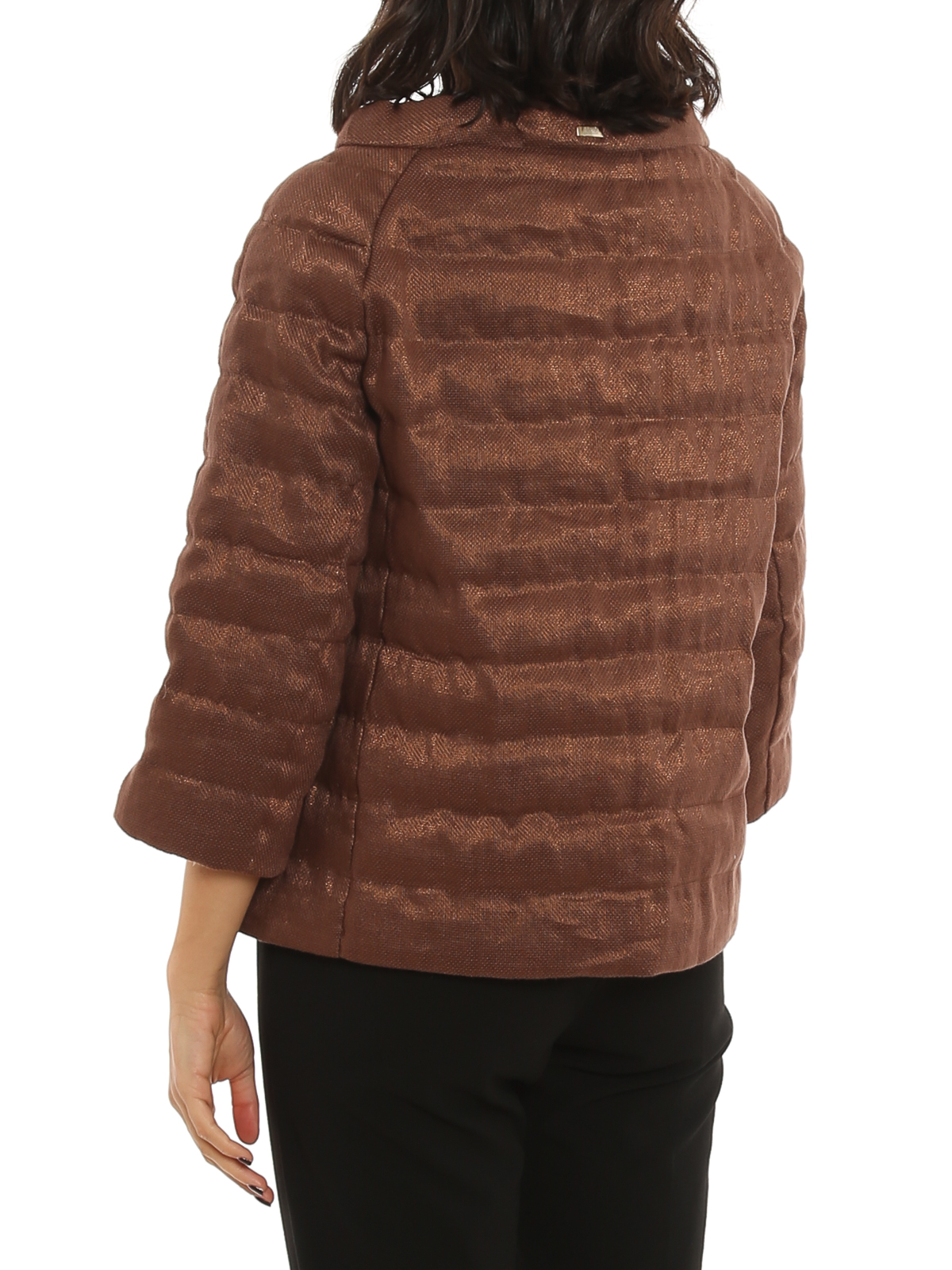 Herno Lurex linen puffer jacket - Bronze - Women|PI1273D171048160