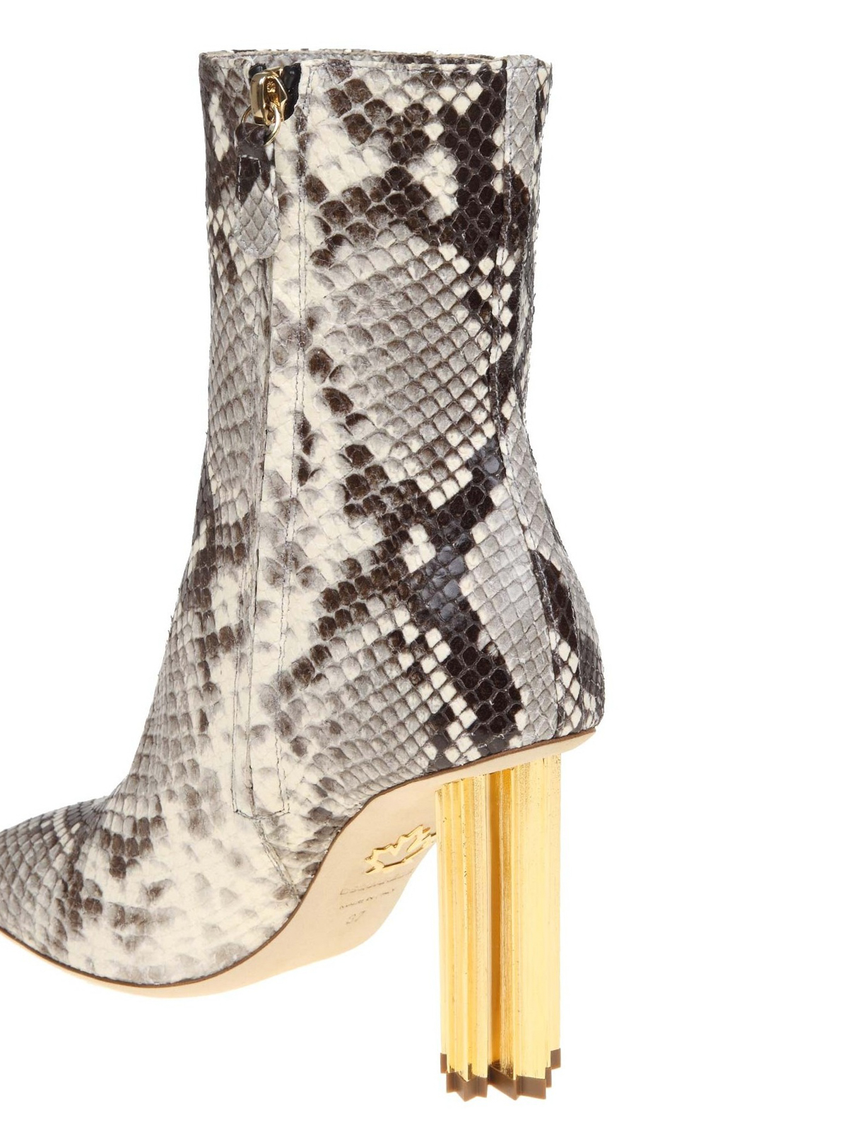 Dsquared2 Maple leaf heel snake print ankle boots | ABW007517702141
