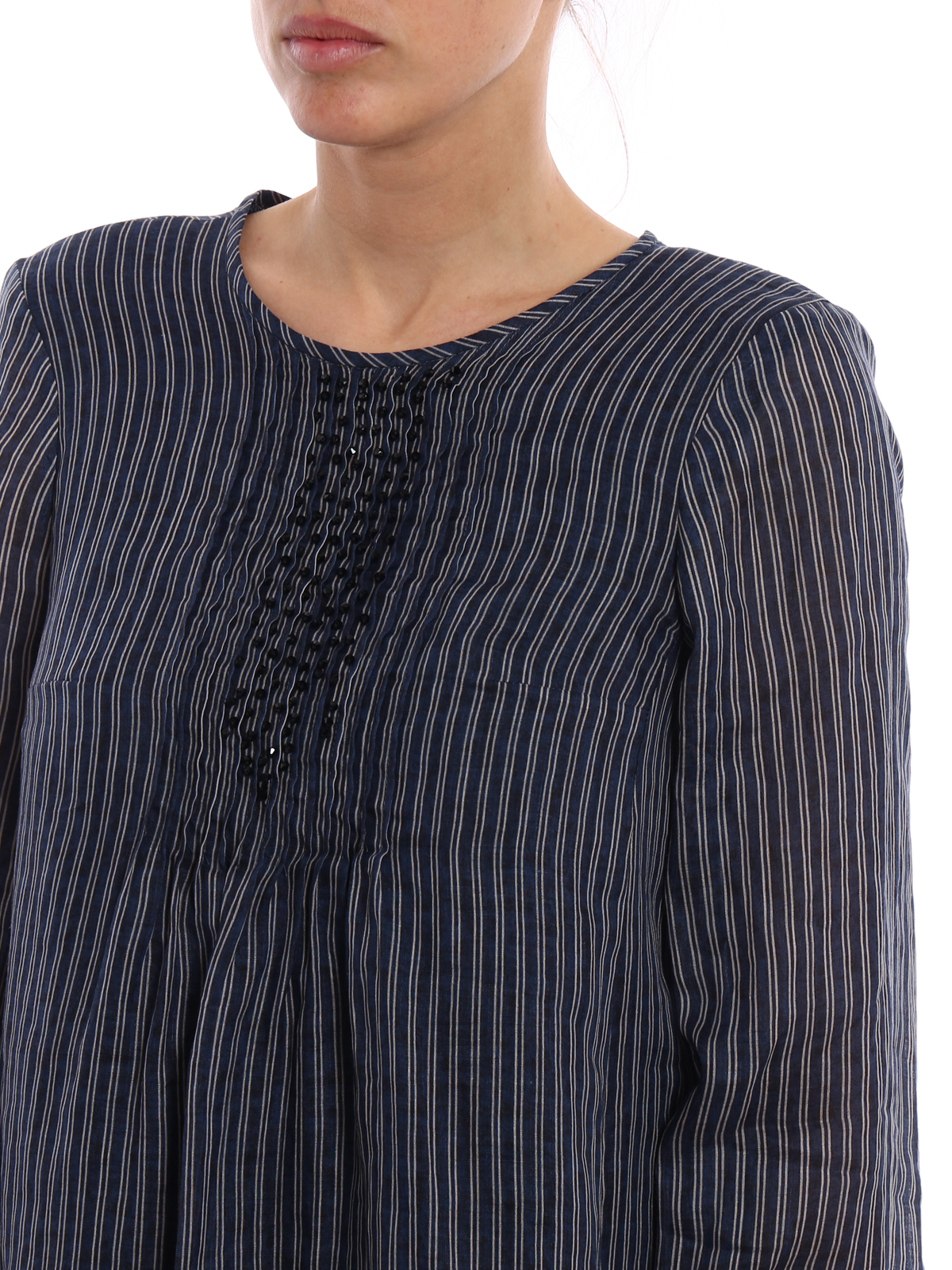 Tunics Max Mara - Bermuda striped ramie tunic - 91910782004 | thebs.com
