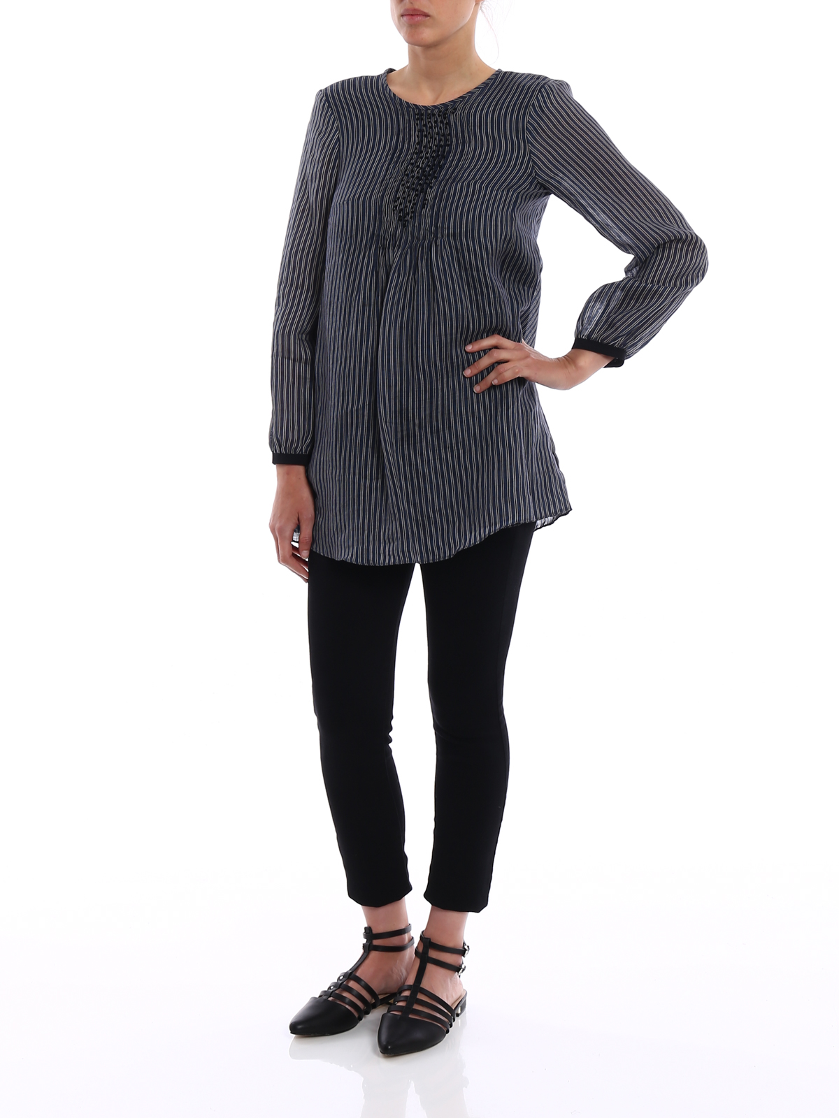 Tunics Max Mara - Bermuda striped ramie tunic - 91910782004 | thebs.com