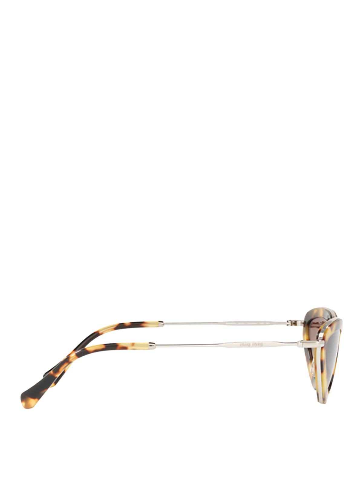 Miu Miu Havana acetate frame triangular sunglasses. | MU60US7S06S1