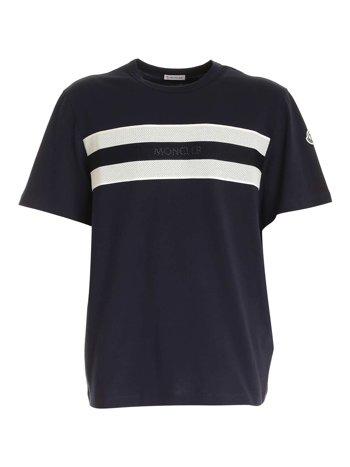 Moncler Logo detail T-shirt in blue - Blue - Men | 8C7B5108390T778