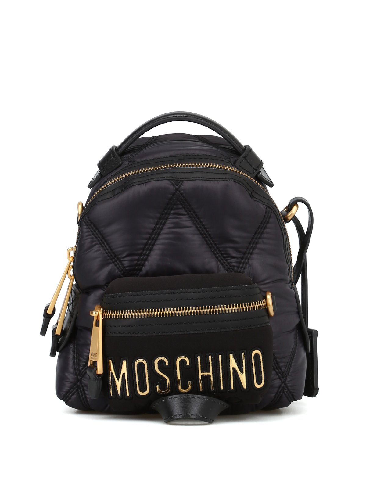 Moschino Logo lettering quilted backpack - Black | B760682071555