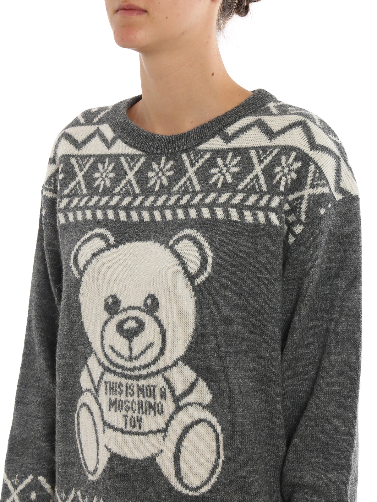Moschino Pull Col Rond - Fair Isle - Gris - Femme | 93655041507