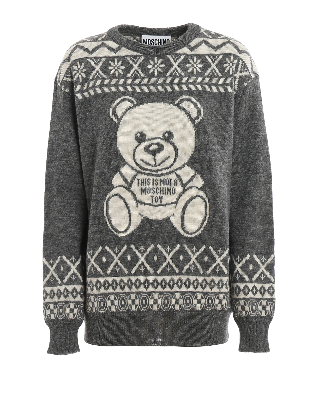 Moschino Pull Col Rond - Fair Isle - Gris - Femme | 93655041507