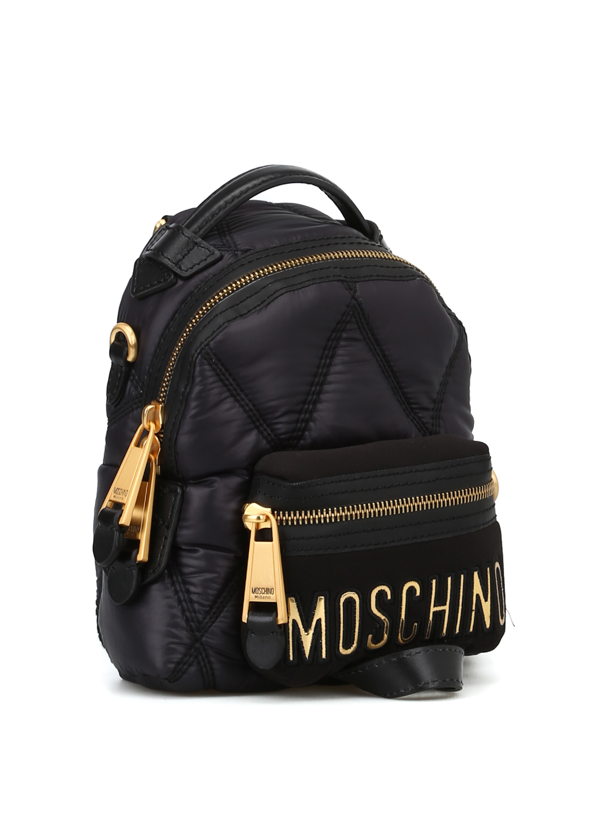 Moschino Logo lettering quilted backpack - Black | B760682071555