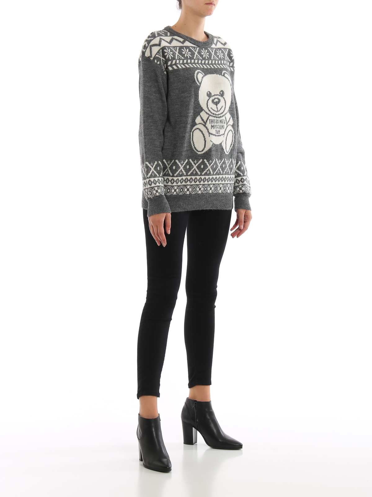 Moschino Pull Col Rond - Fair Isle - Gris - Femme | 93655041507