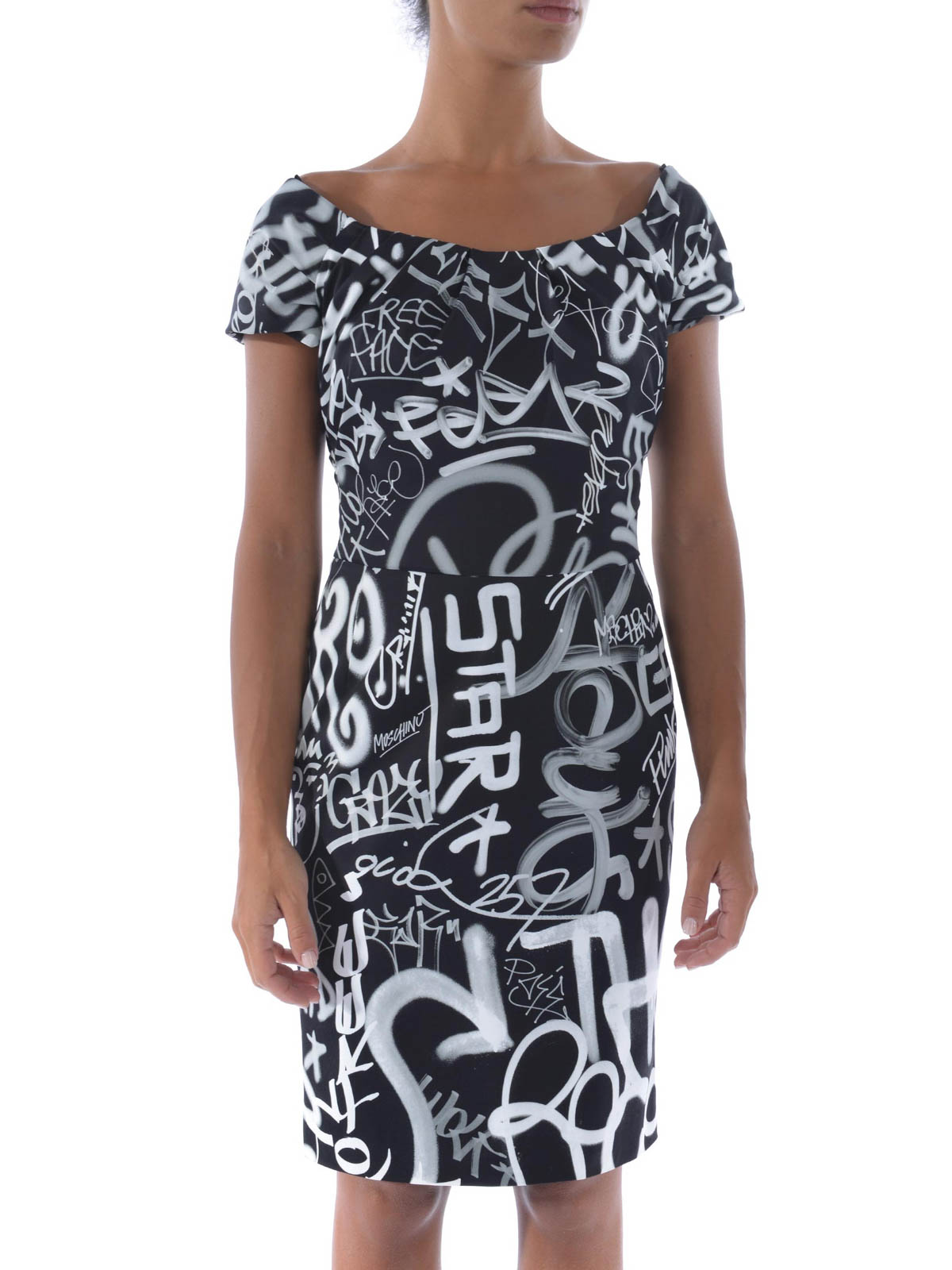 Moschino GRAFFITI PRINT SHEATH DRESS - Black | 04495462A1555