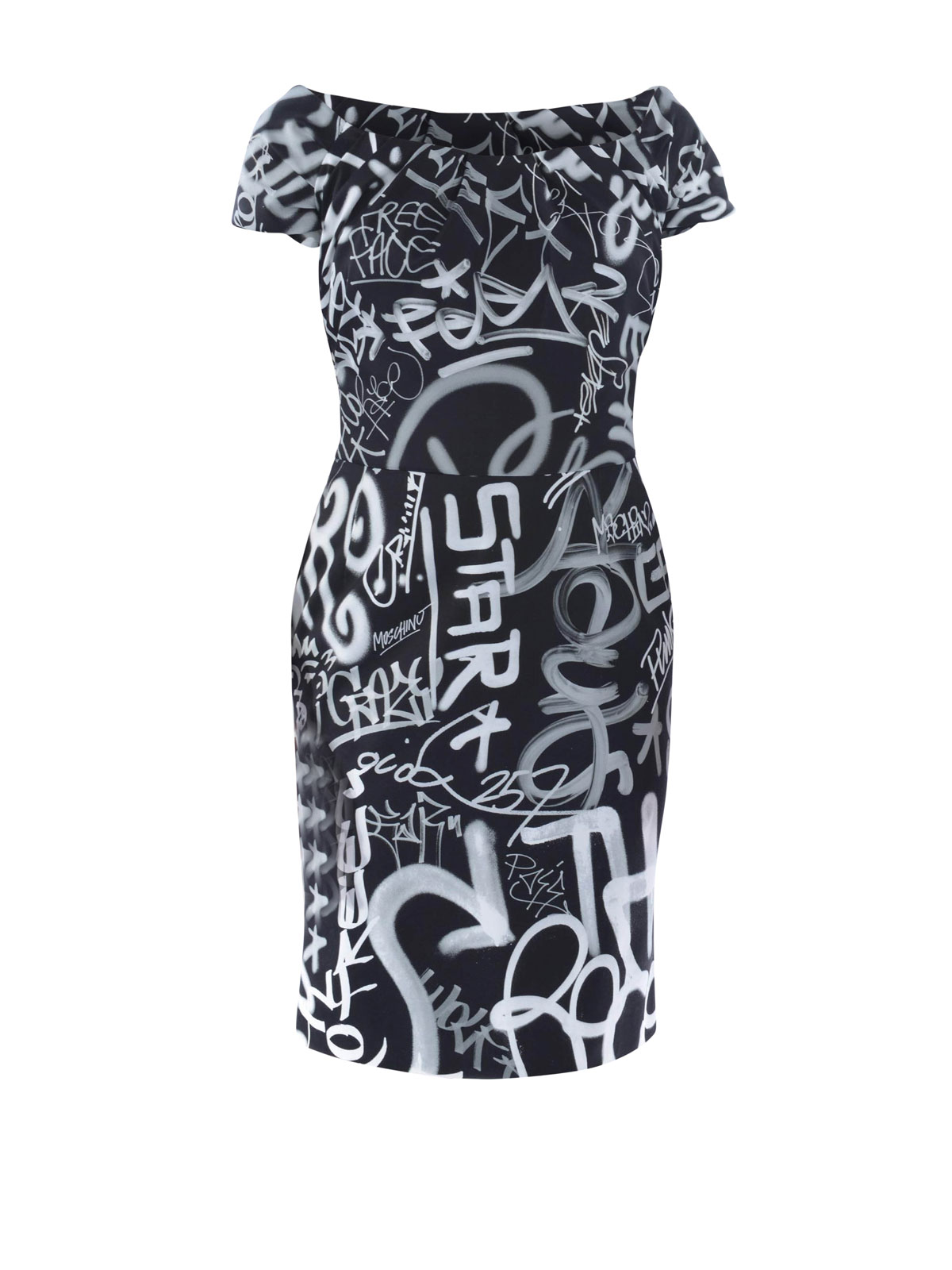 Moschino GRAFFITI PRINT SHEATH DRESS - Black | 04495462A1555